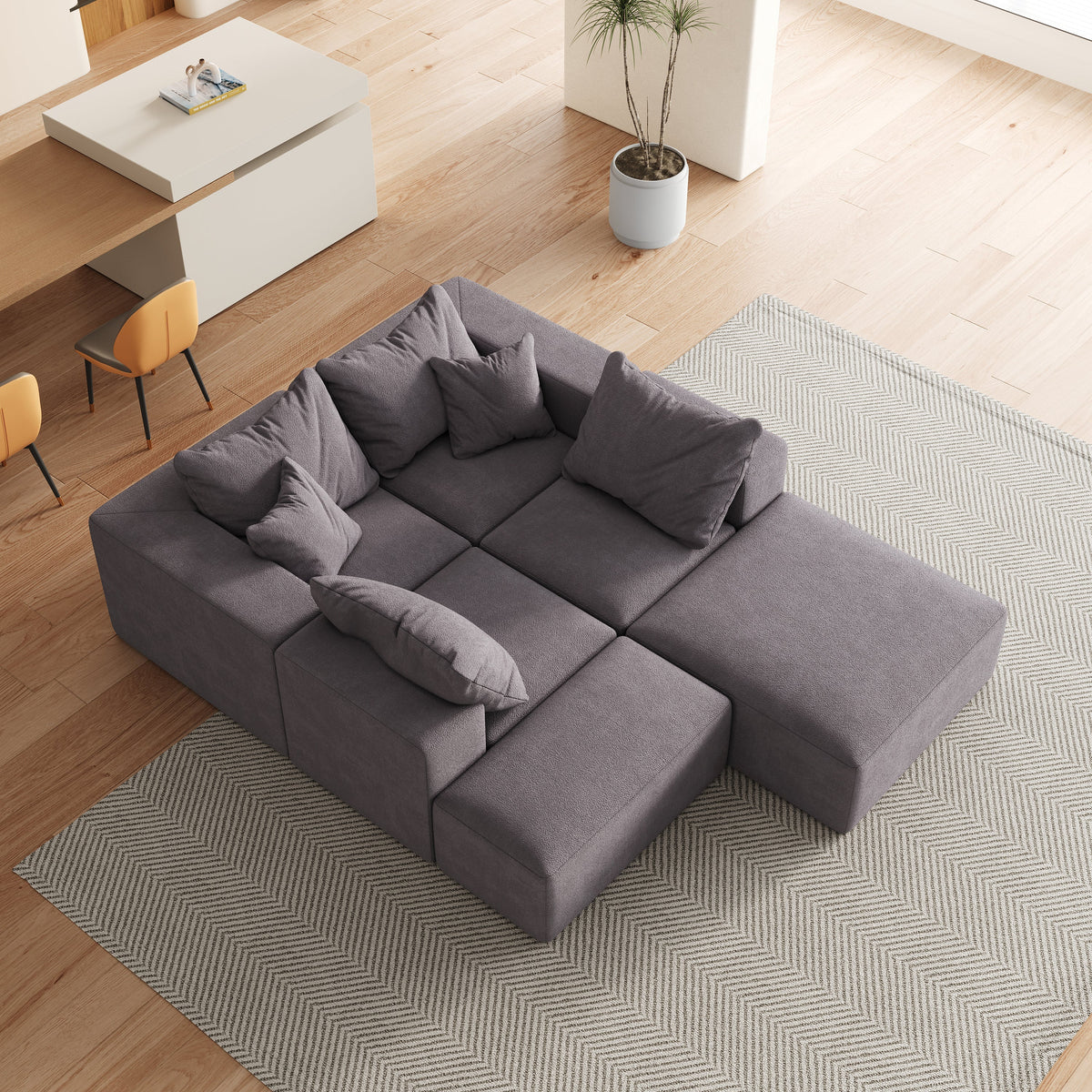 Modern Upholstered Sectional Boneless Couch Set – Tuesday Morning