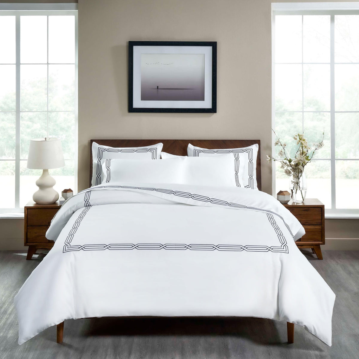 1200 Thread Count Egyptian Cotton Embroidered Scroll Duvet Cover Set ...