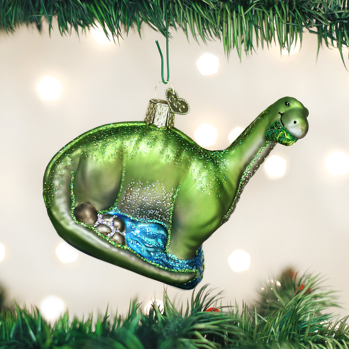 Brontosaurus Ornament by Old World Christmas - 3.75 x 3.25 x 2 Inches ...