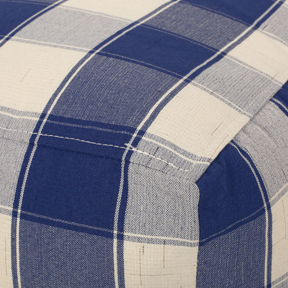 Connor - Checkered Square Pouf Ottoman And Floor Cushion - Ivory / Nav ...