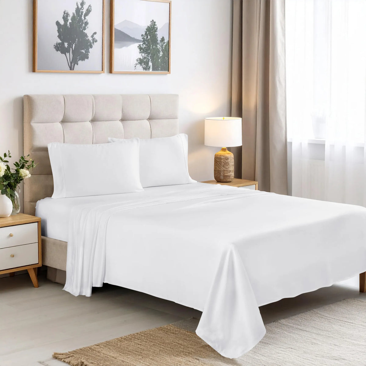 Bamboo Viscose 4-Piece Bed Sheet Set 300 Thread Count Deep Pocket ...