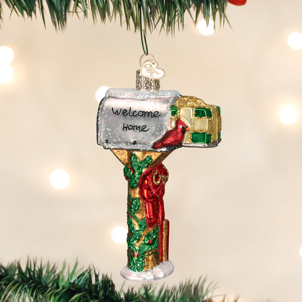 Welcome Home Mailbox Ornament - Glass Christmas Ornament 4.25x2.25x1 ...