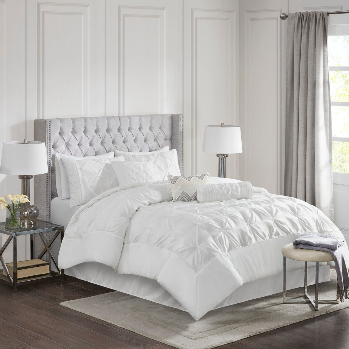 7 Piece Tufted Comforter Set White - Bedding – Tuesday Morning