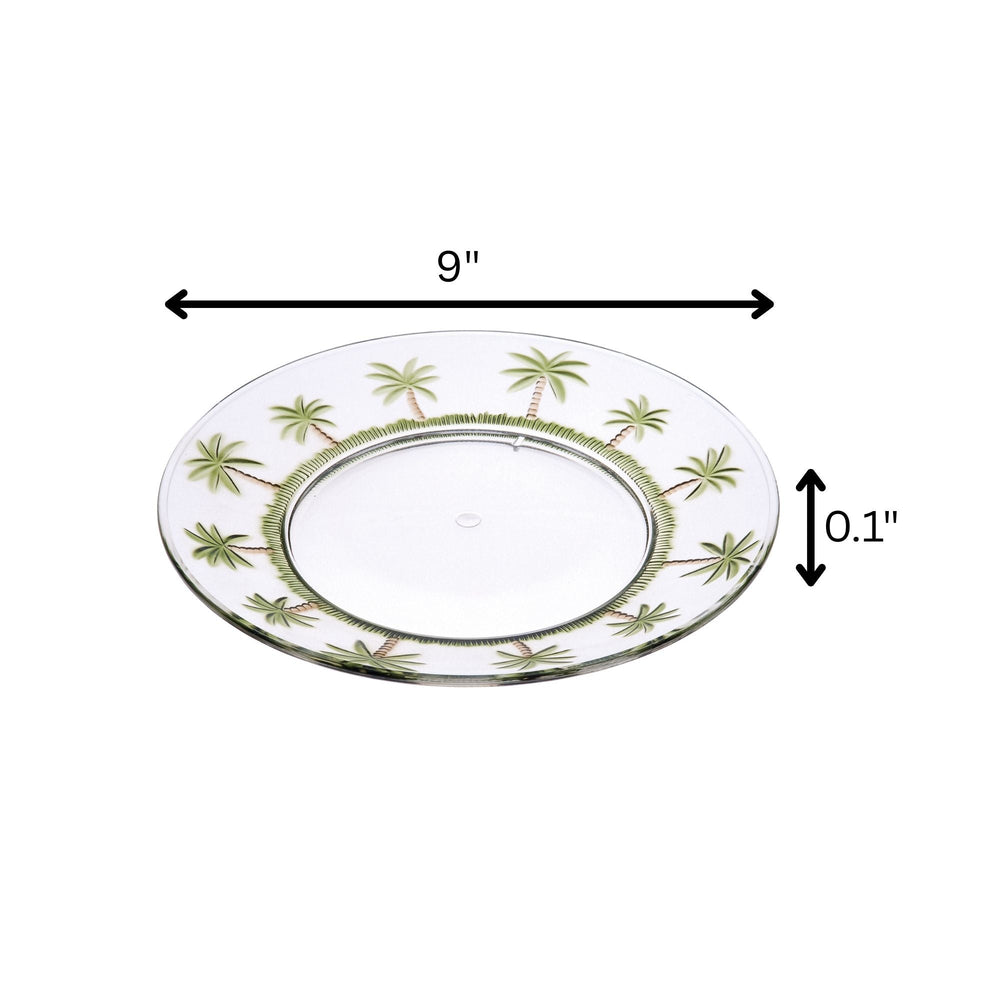 Palm Tree Design 9" Acrylic Dinner Plates (Set of 4) Crystal Clear Reu ...