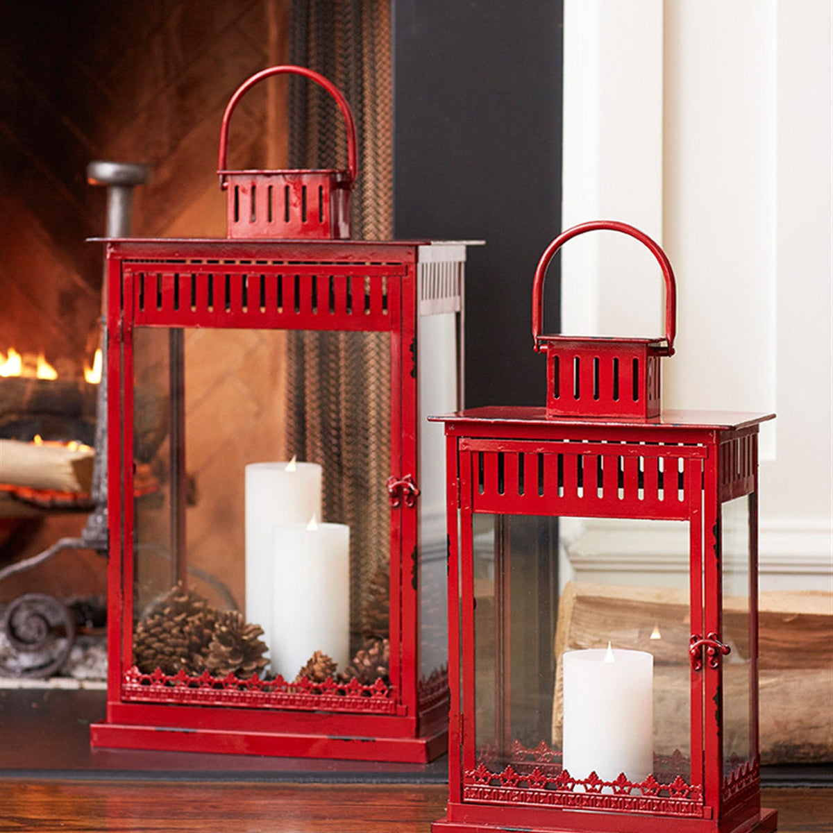 Bright Red Metal Lantern (Set of 2) - Tuesday Morning