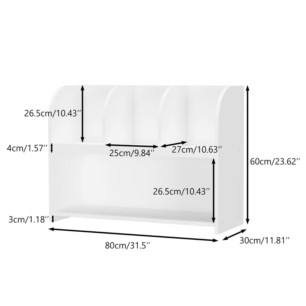 Bookcase With 4 Compartments, Storage Shelf For Toys And Books - White ...