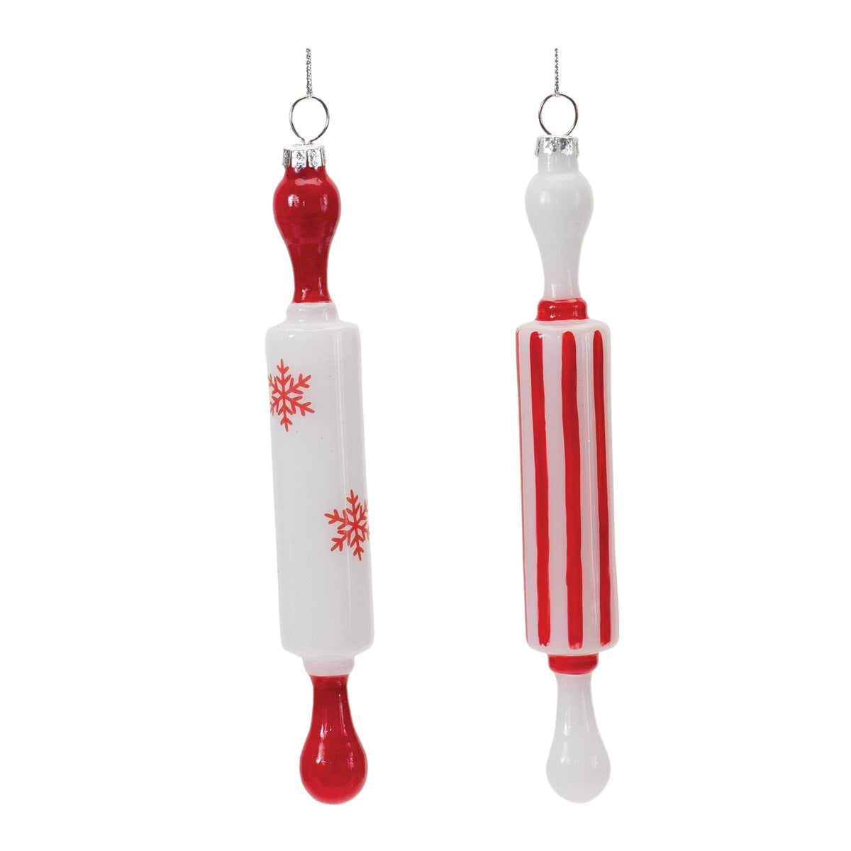 Christmas Ornaments Set of 12 Red Glass Rolling Pin by Melrose ...