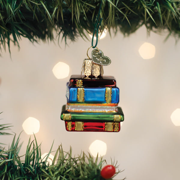 Mini Stack Of Books Ornament 1.75x1.5x1.25 Inches by Old World Christm ...