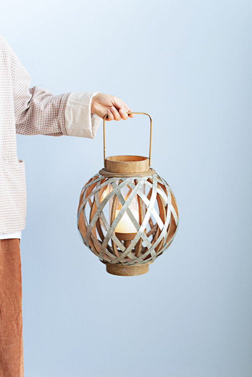 Decorative Lantern With Handle, Wooden Lantern For Indoor Outdoor, Hom ...