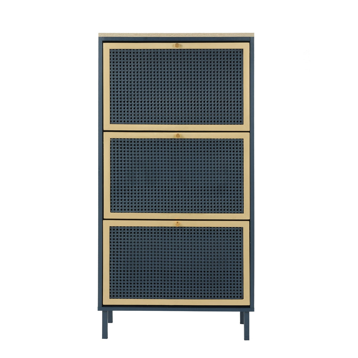 Modern Rattan 3 Door Shoe Rack Cabinet for Entryway – Tuesday Morning