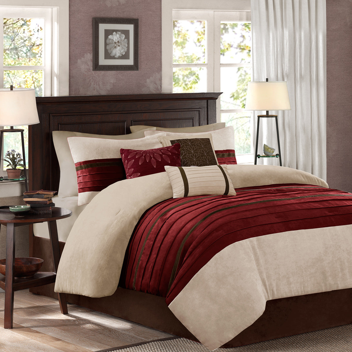 7 PC Pieced Faux Suede Comforter Set Red Queen – Tuesday Morning