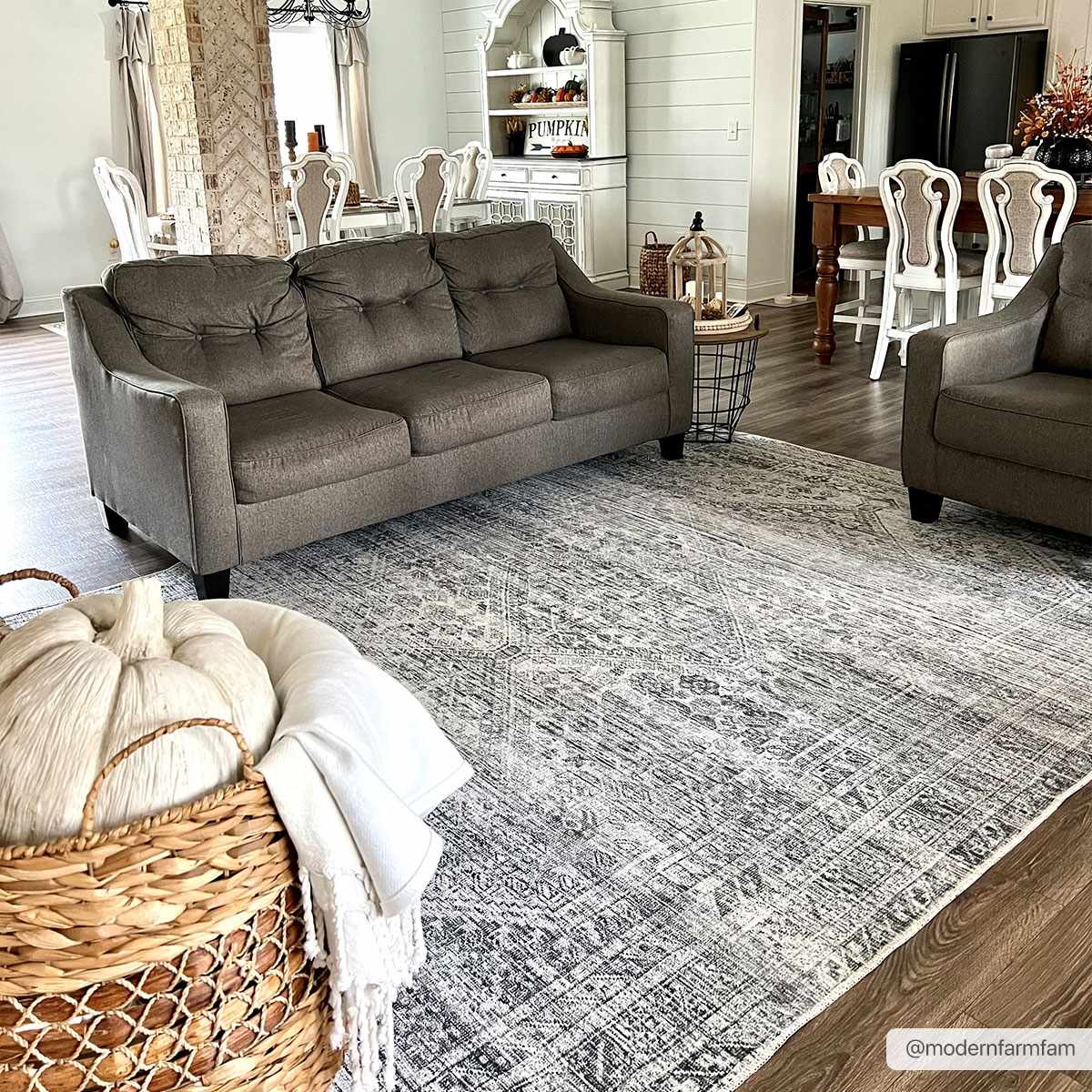 Barny Gray Blue Washable Rug by Boutique Rugs - Polyester, Traditional ...
