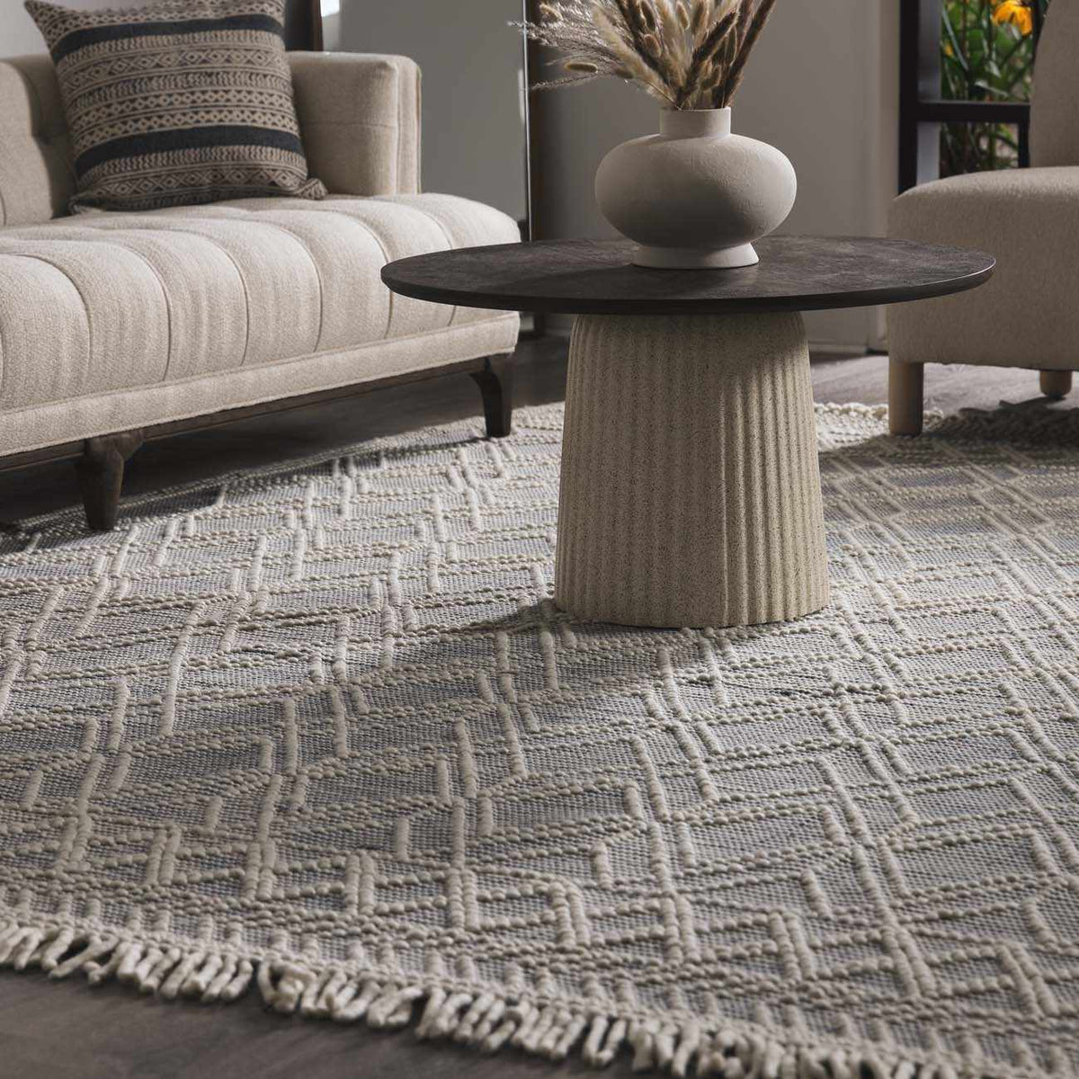 Ramsbury Denim Blue Wool Rug Hand-Woven Cotton Wool 6 Sizes – Tuesday ...