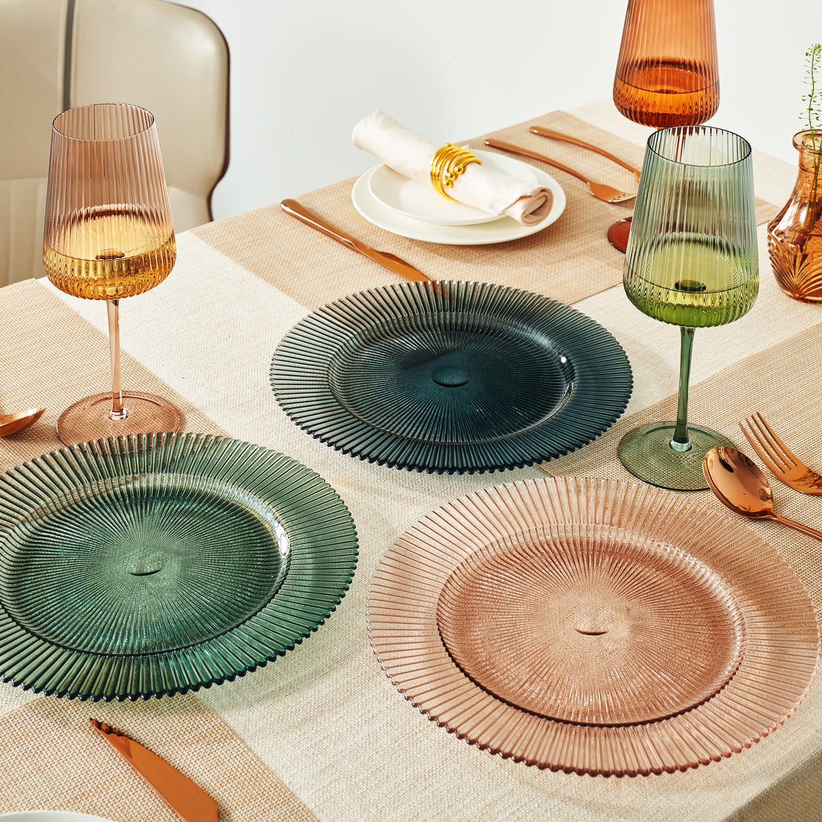 Tonal Ribbed Glass Plate, Set of 6 – Tuesday Morning