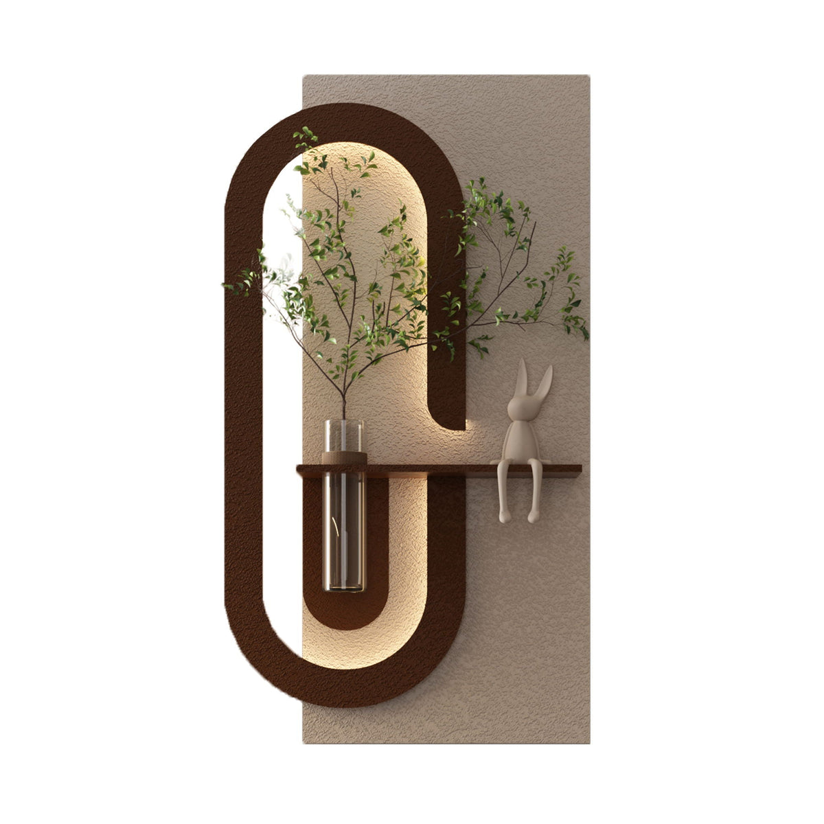 Adjustable LED Sandstone Wall Decor With Simulated Plants 3D Art Sculp ...