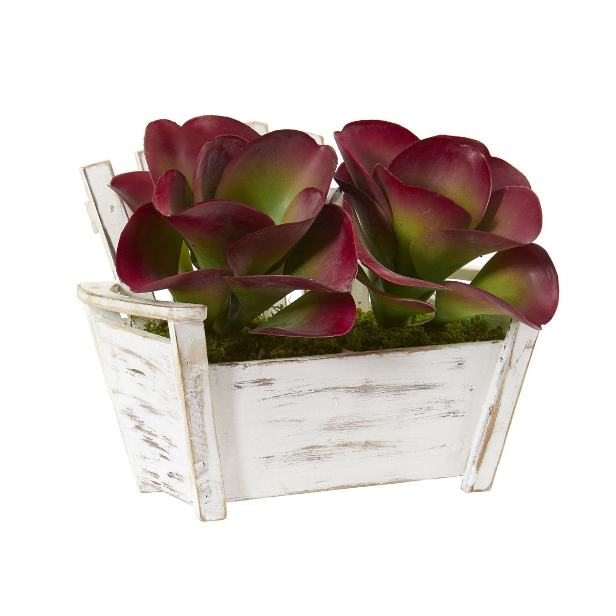 13” Succulent Artificial Plant in Wooden Bench Planter – Tuesday Morning