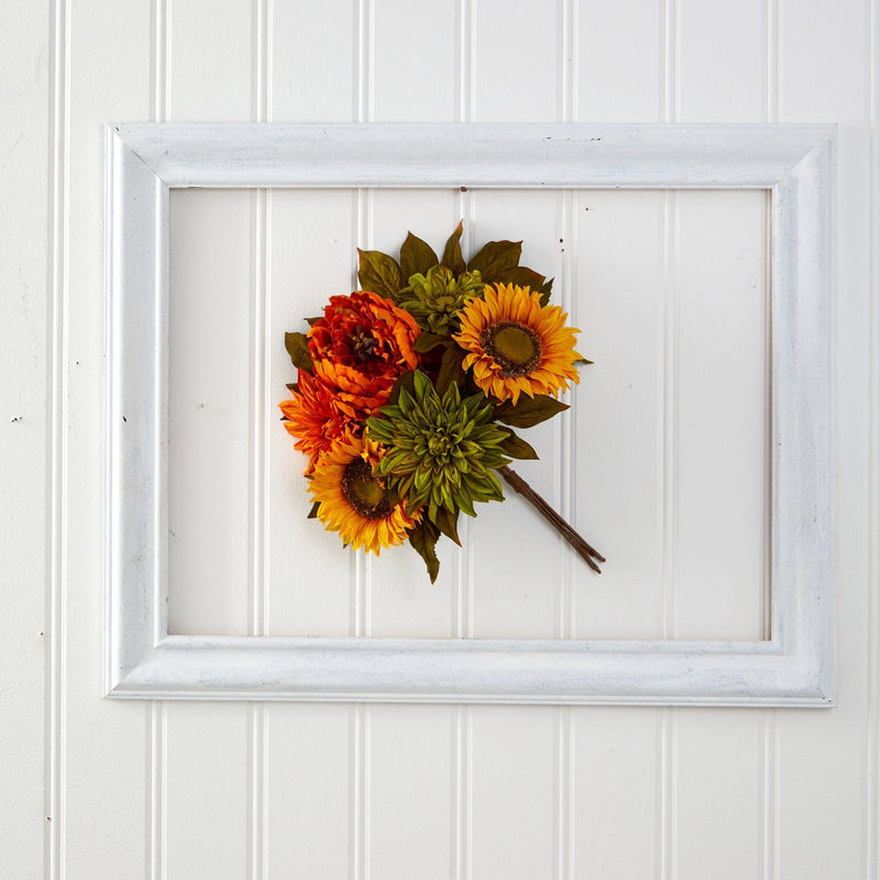 16” Peony, Dahlia and Sunflower Artificial Flower Bouquet (Set of 2 ...