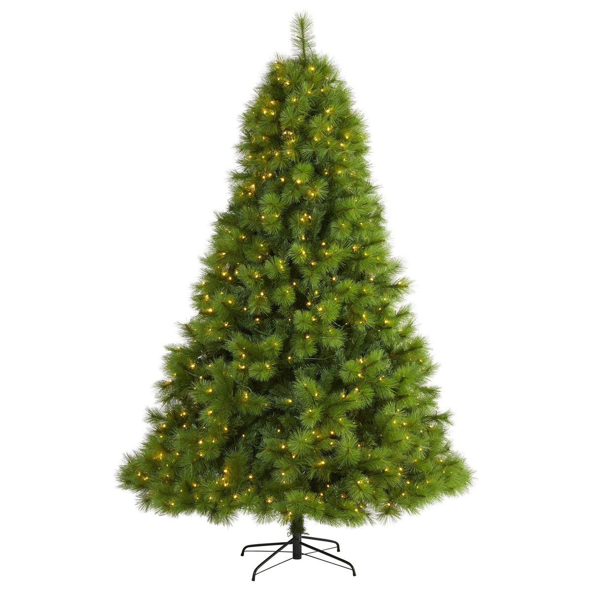 8’ Green Scotch Pine Artificial Christmas Tree with 600 Clear LED Ligh ...