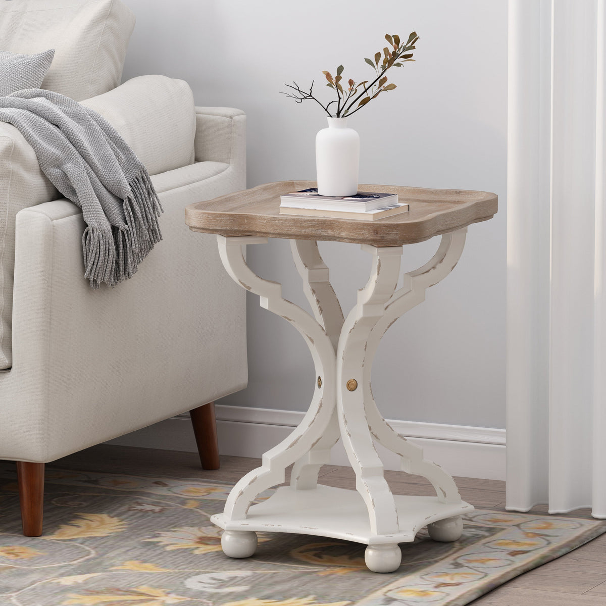 Accent Table with Hourglass Base and French Country Design – Tuesday ...