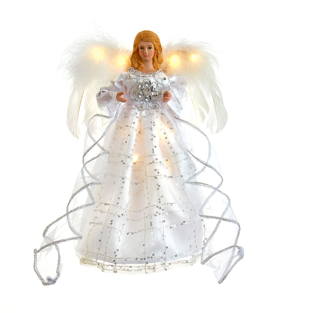 Battery Operated Silver and White Fairy Light LED Angel Treetop ...