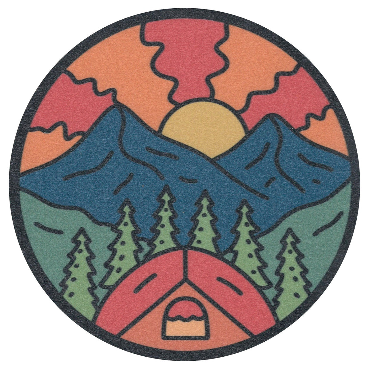 Sip Sip Hooray Coaster - Tent with Mountains and Sun – Tuesday Morning