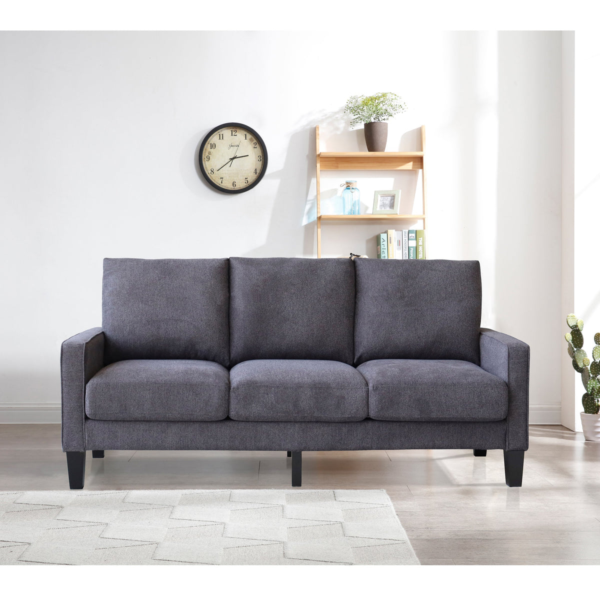 Modern 3-Seater Dark Grey Fabric Sofa with Solid Wood Frame – Tuesday ...