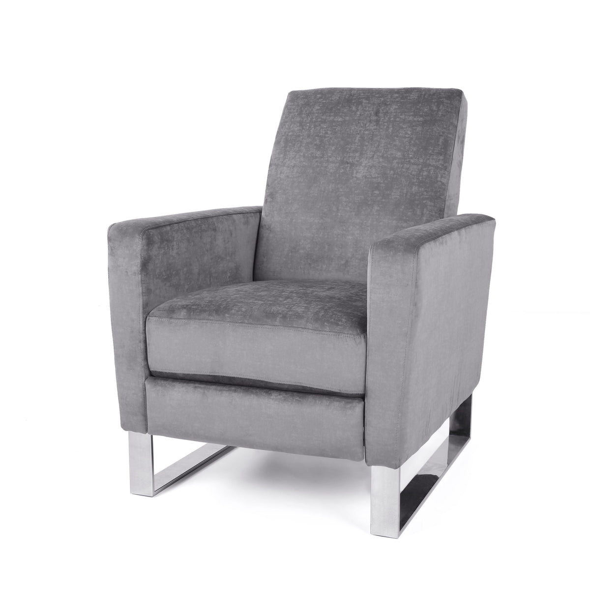Bolt Upholstered Recliner Chair With Stainless Steel Base - Gray / Chr ...