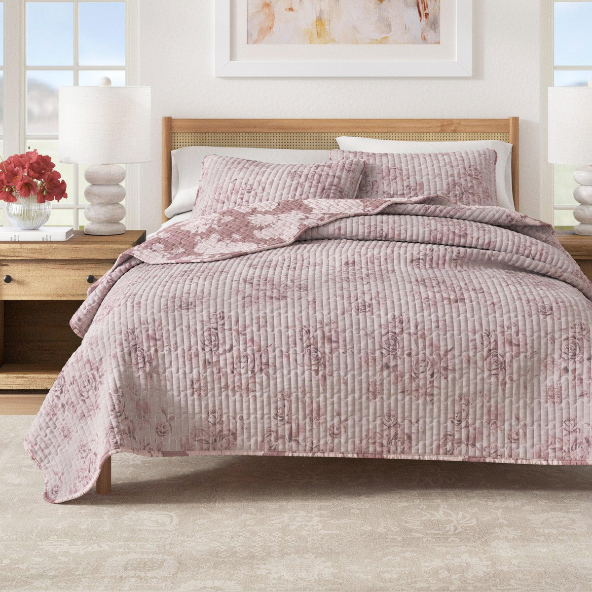 Floral Printed Cotton Quilt Set with Sham - Corin Collection – Tuesday ...