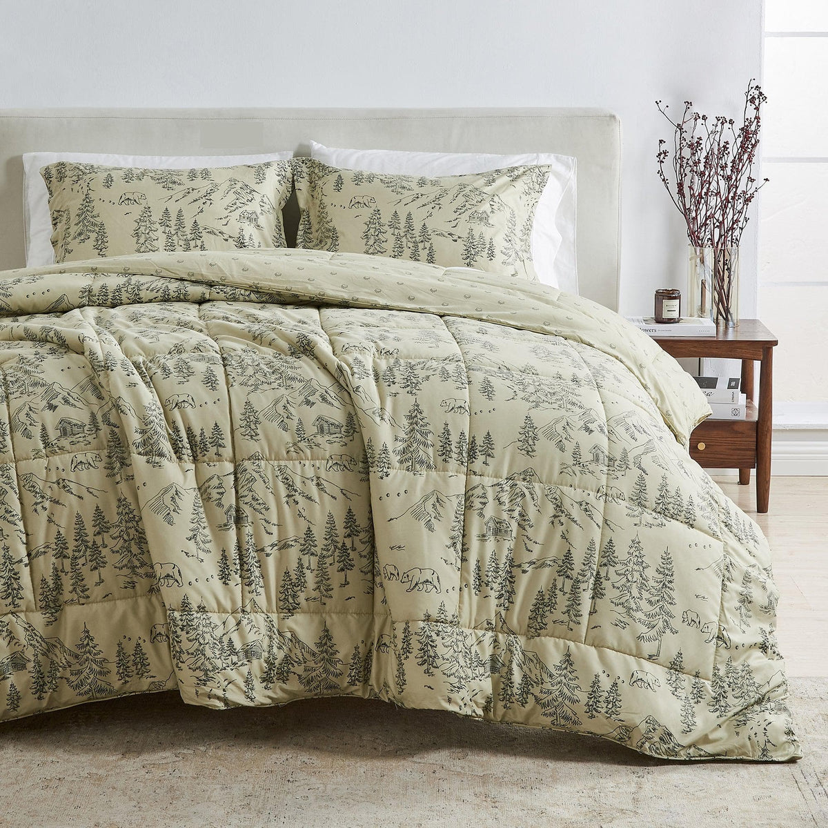 Reversible Christmas Comforter and Sham Set - Brushed Microfiber Quilt ...