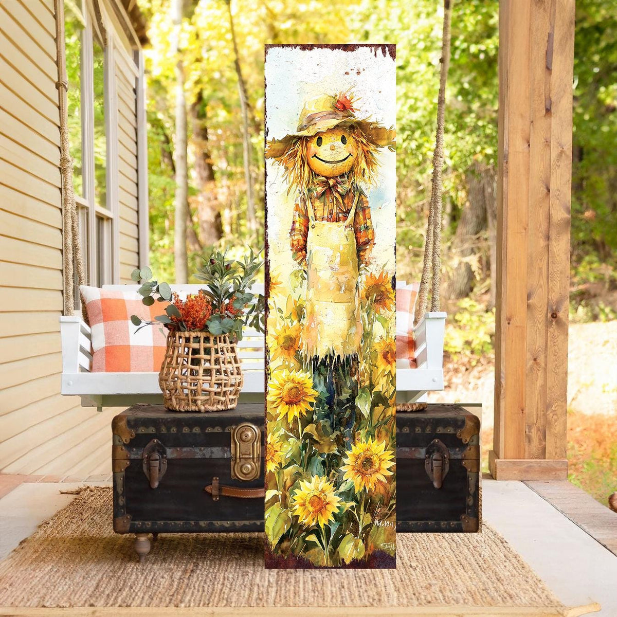 48in Fall Scarecrow Porch Sign - Fall Front Door with Autumn Decoratio ...