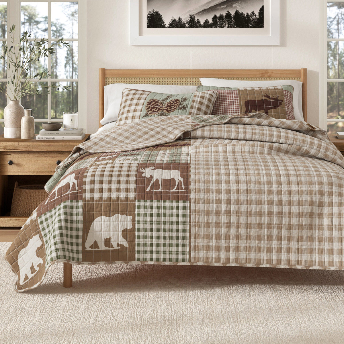 Rustic Landscape Quilt Set - Reversible Lodge-Themed Bedding – Tuesday ...